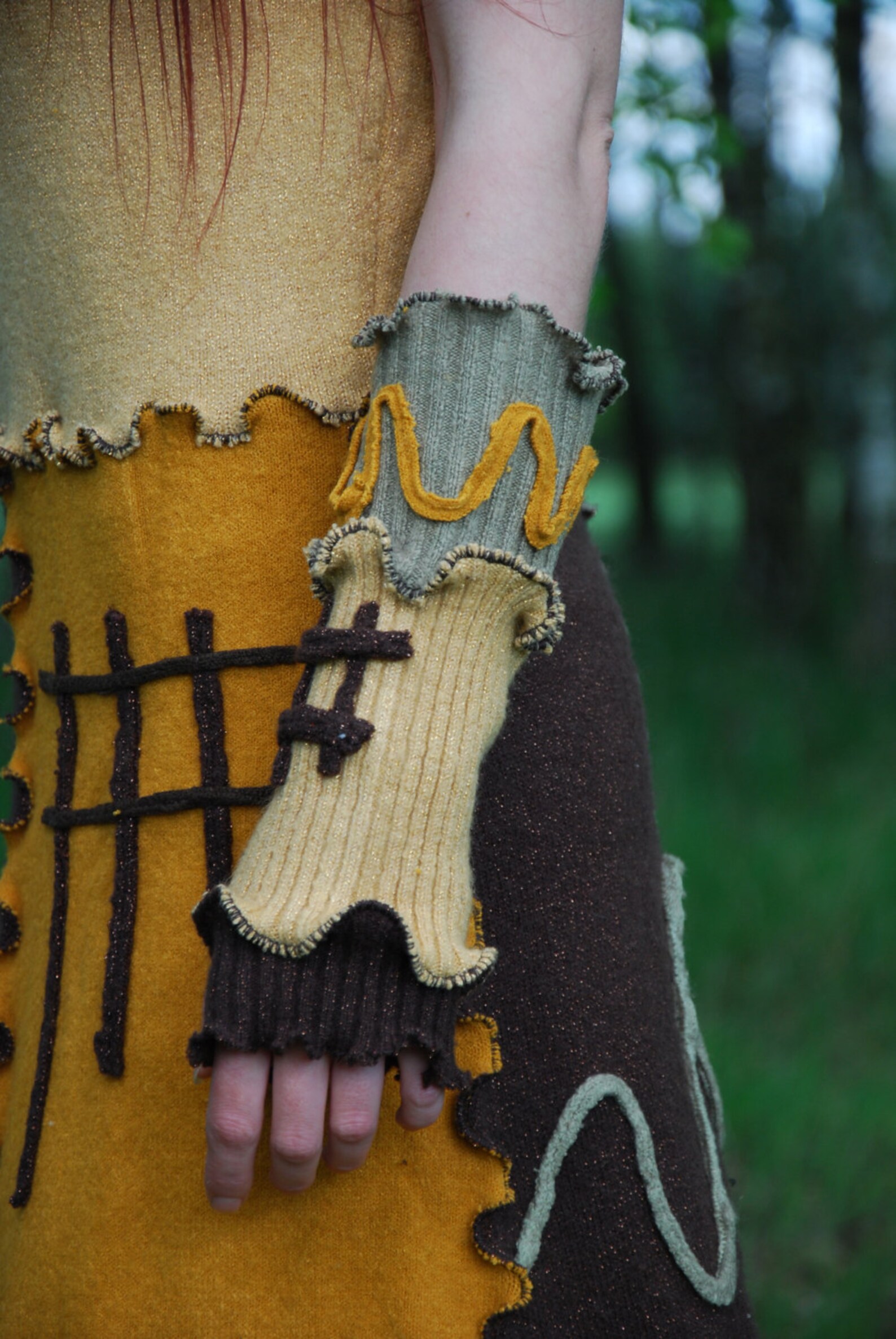 Recycled Wool Fabric Mittens Fingerless Gloves Arm Warmers - Etsy