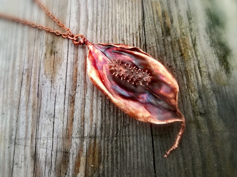 Copper Real Peace Lily Flower Pendant Electroformed Botanical Necklace ...