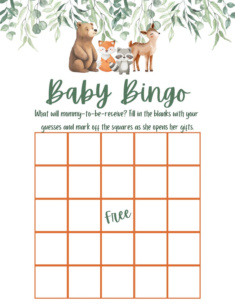 Woodland Animals Baby Shower Game / Baby Bingo / Bingo Game/ Woodland ...