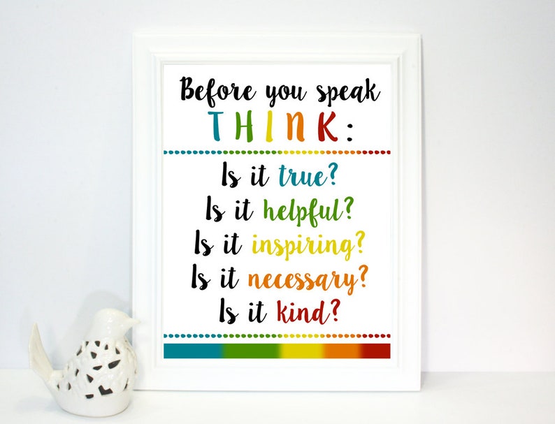 24x36 Kindness Classroom Poster, Before You Speak Think: is It True? is ...