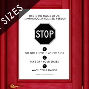 Immune Compromised Door Sign This is the Home of an - Etsy