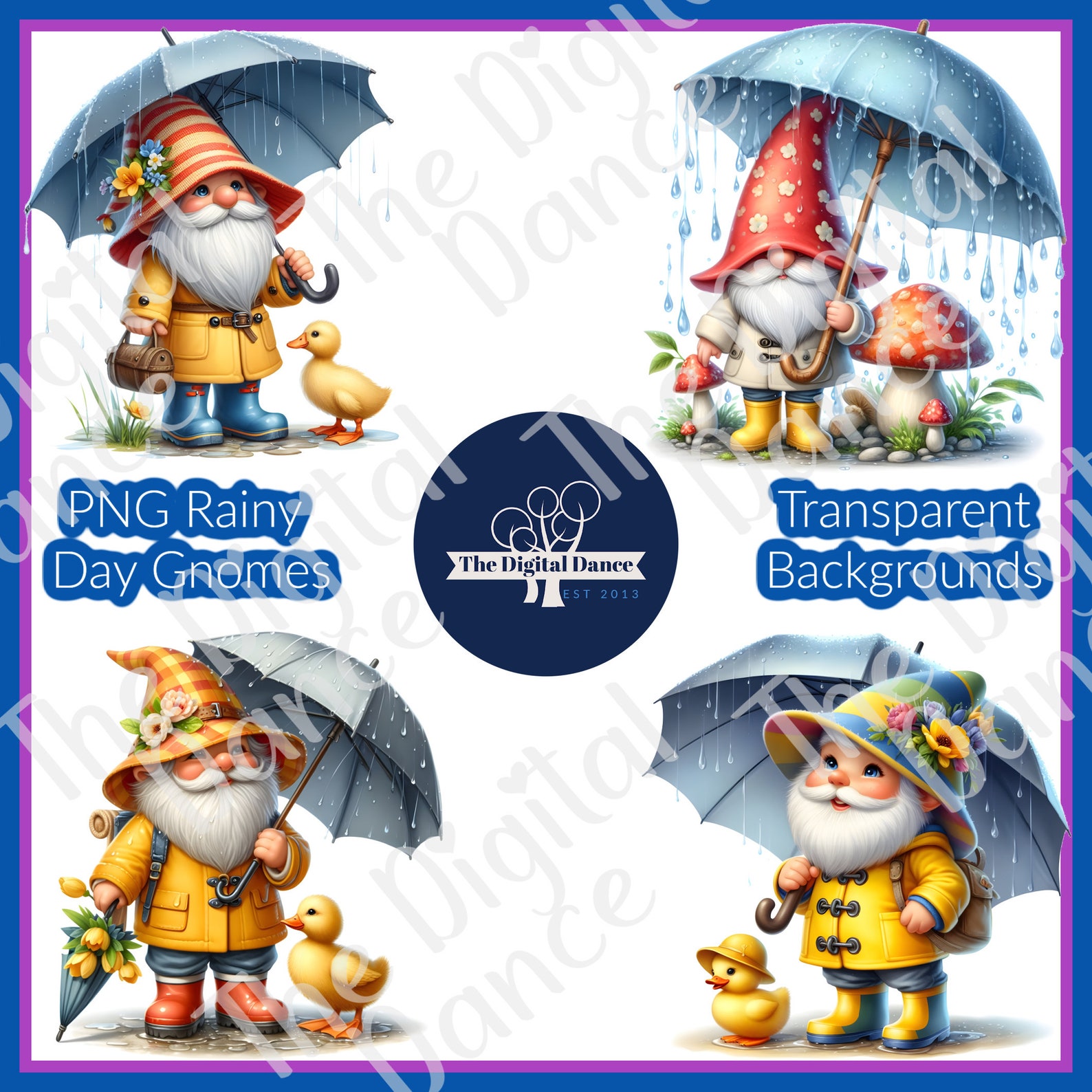 Watercolor Rainy Day Gnomes Clipart, Transparent, Png, Gnome Rainy Day ...