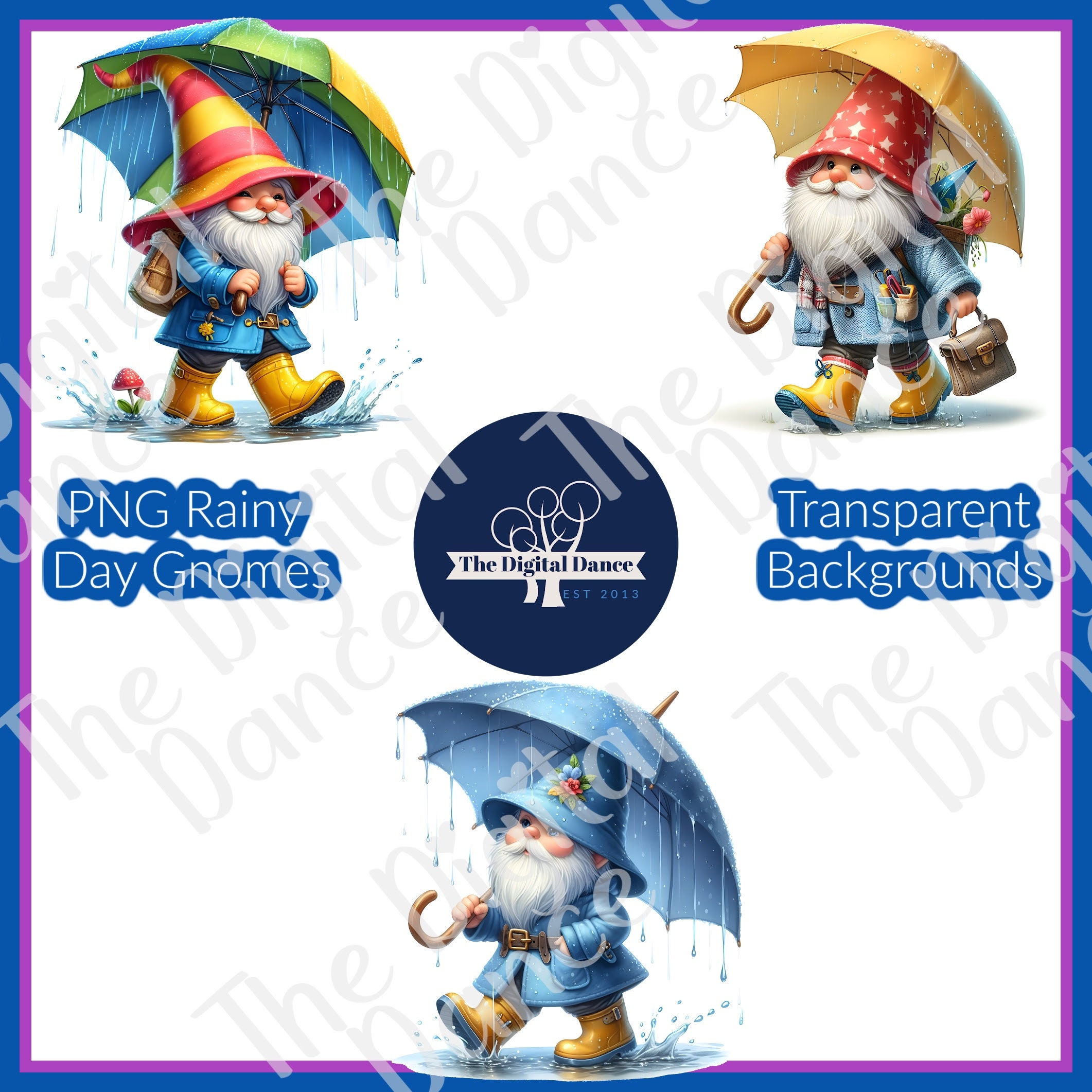 Watercolor Rainy Day Gnomes Clipart, Transparent, Png, Gnome Rainy Day ...