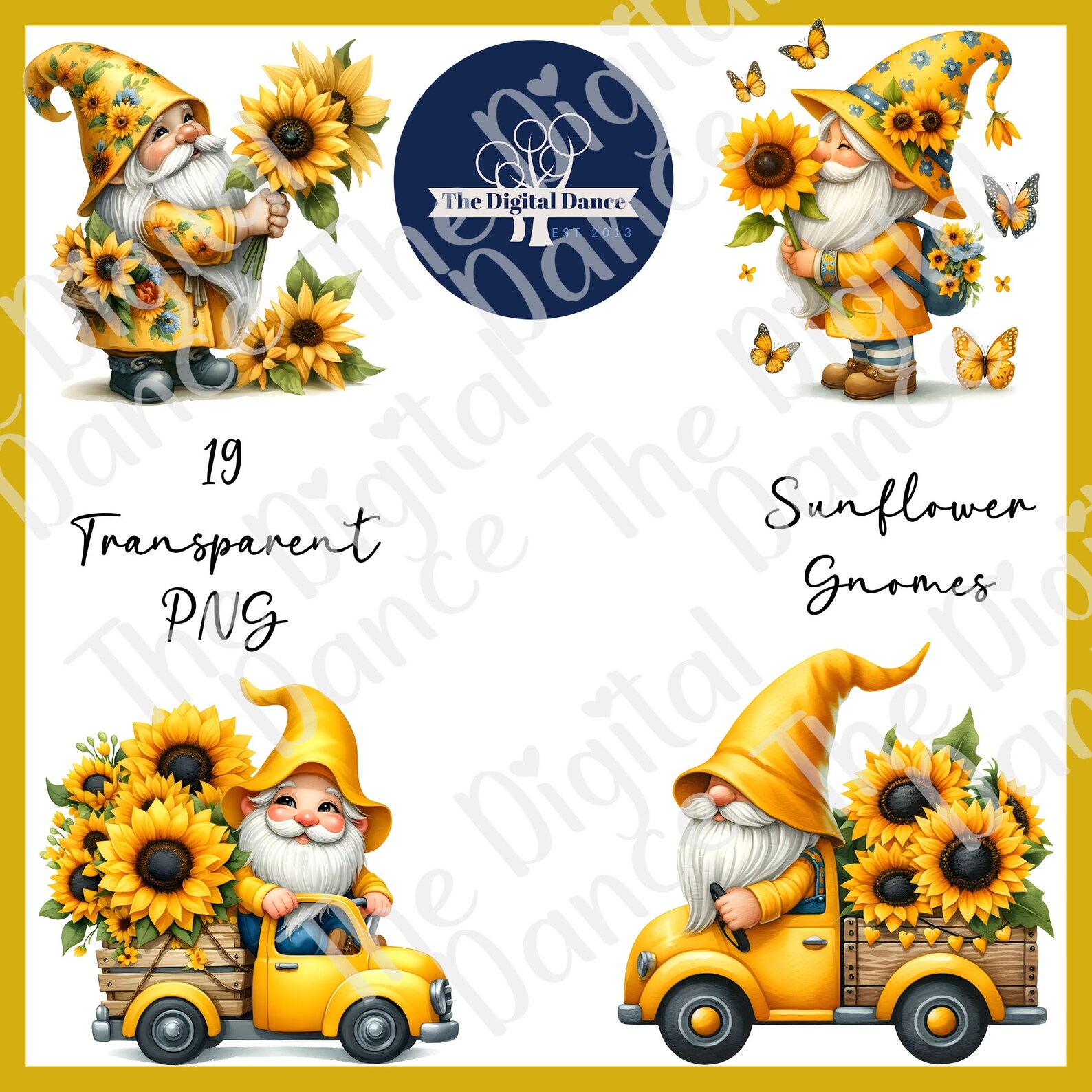Sunflower Gnome PNG Clipart, Garden Gnome Watercolor Clipart, Gnome ...
