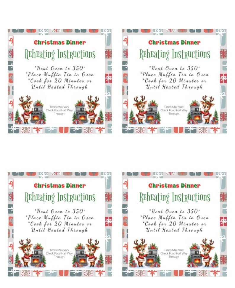 Printable Christmas Leftovers Printable Reheating Instructions ...