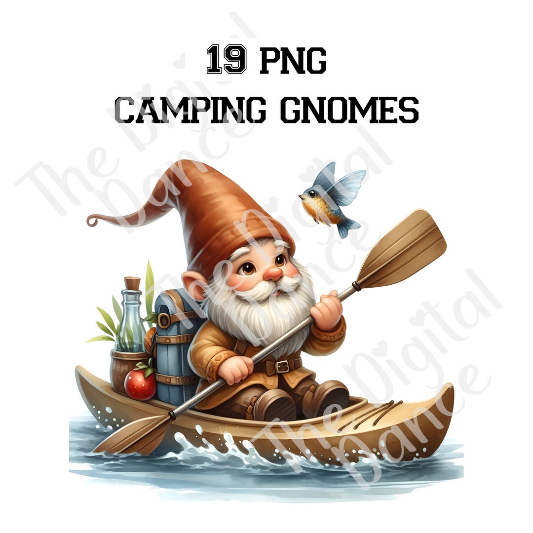 Watercolor Camping Gnome Clipart, Camping Gnome Png, Adventure Gnome ...