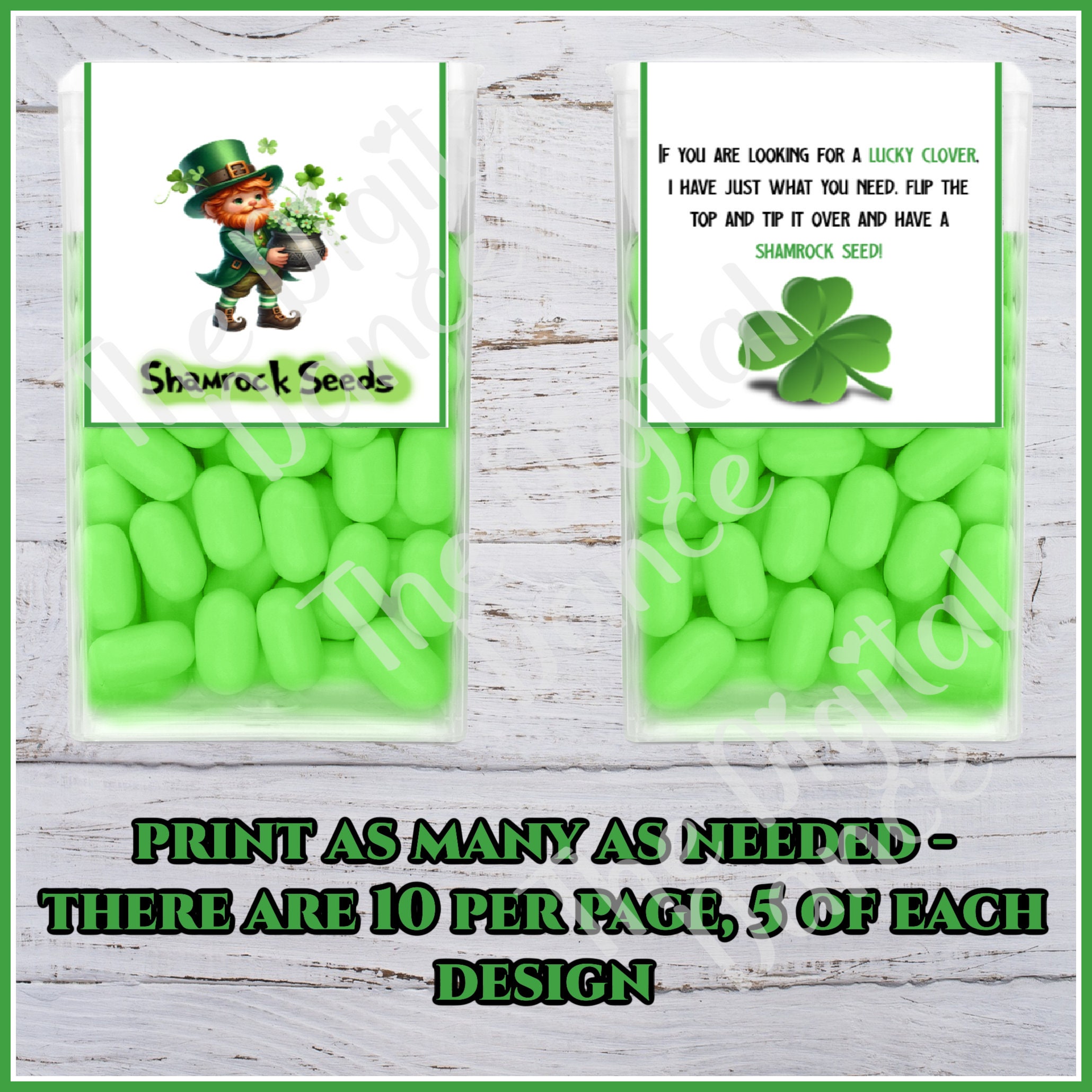 St. Patricks Day Mint Labels, St Patricks Day Favor Labels, Shamrock ...