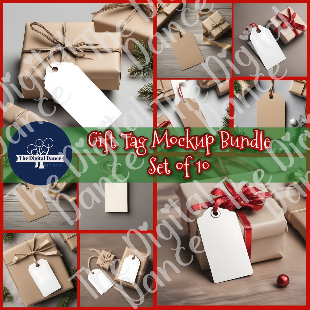 Gift Tag Mock up Bundle Set of 10, White, Brown, PNG, Instant Download ...