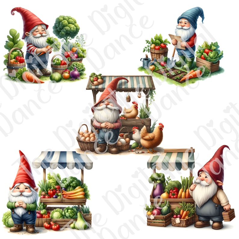 Watercolor Farmer Gnome Clipart, Transparent, Png, Clipart, Gnome ...