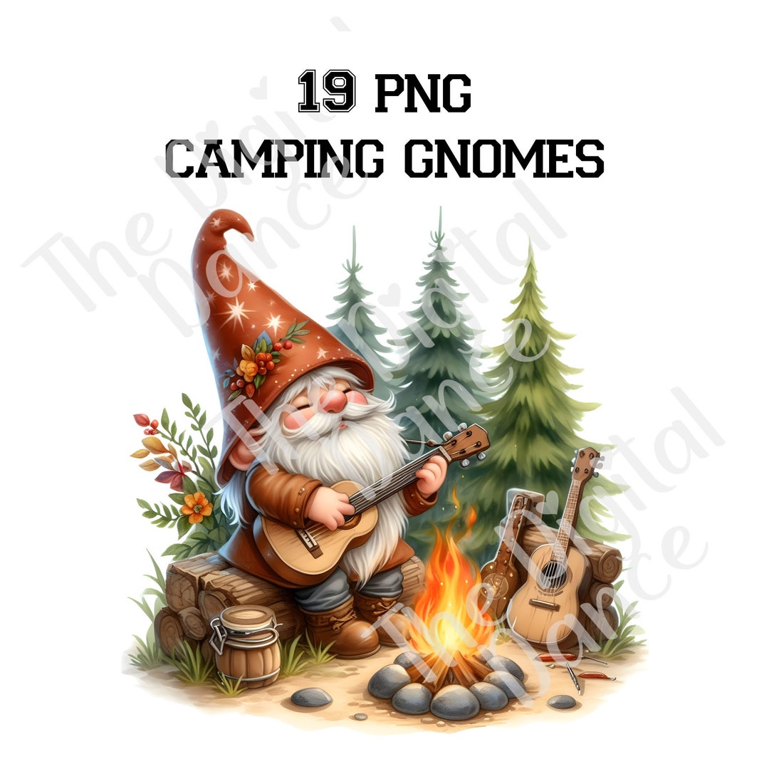 Watercolor Camping Gnome Clipart, Camping Gnome Png, Adventure Gnome ...