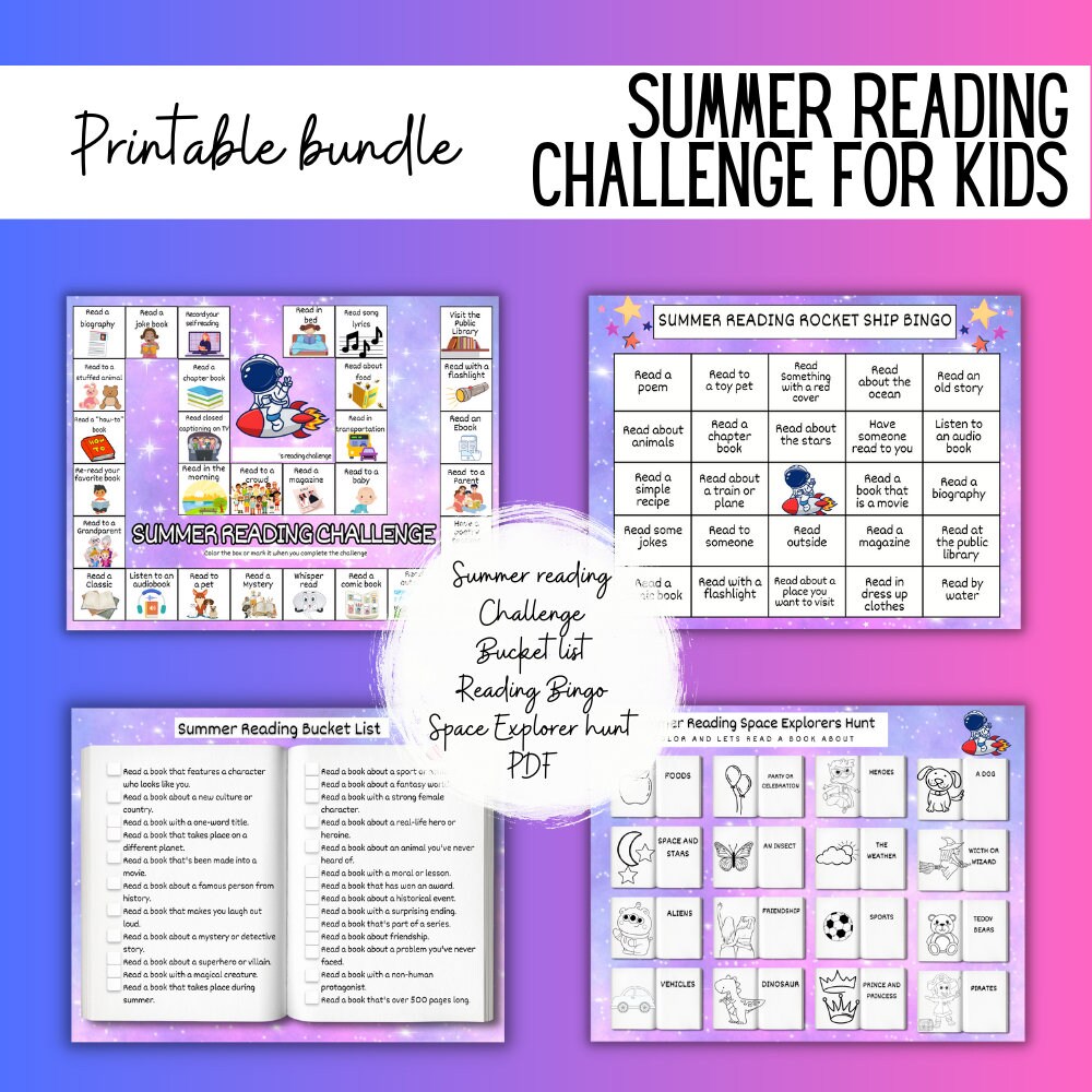Kids Summer Reading Challenge Printable | Kids Reading Challenge ...