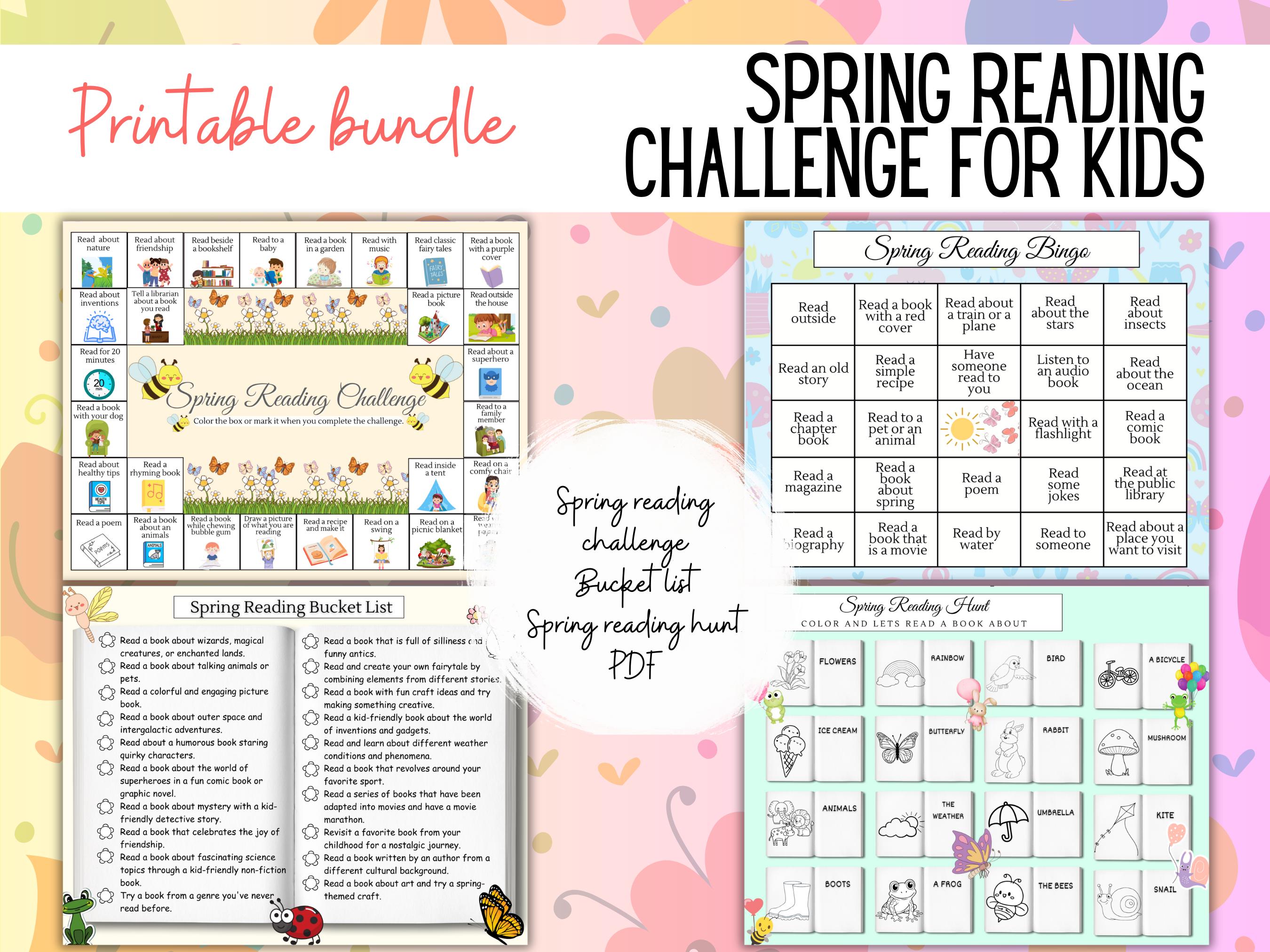 Spring Break Reading Challenge for Kids, Awards, Books, Reader, Log ...
