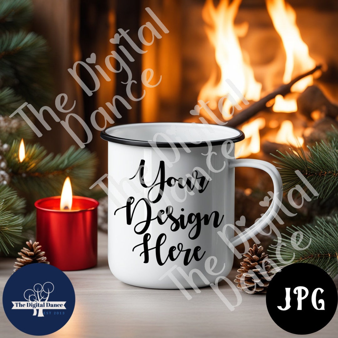 Christmas Mug Mockup | Enamel Camping Mug Mockup | Christmas Camping ...
