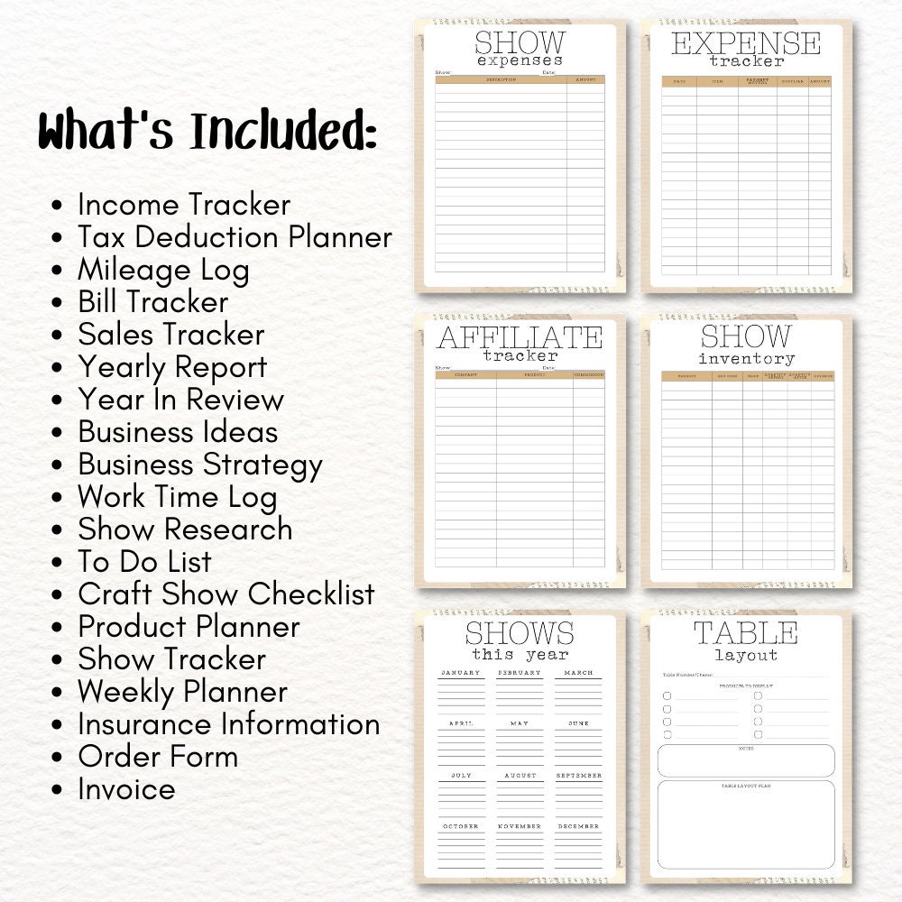 97 Page Craft Fair Planner Template, Market Stall Planner, Inventory ...