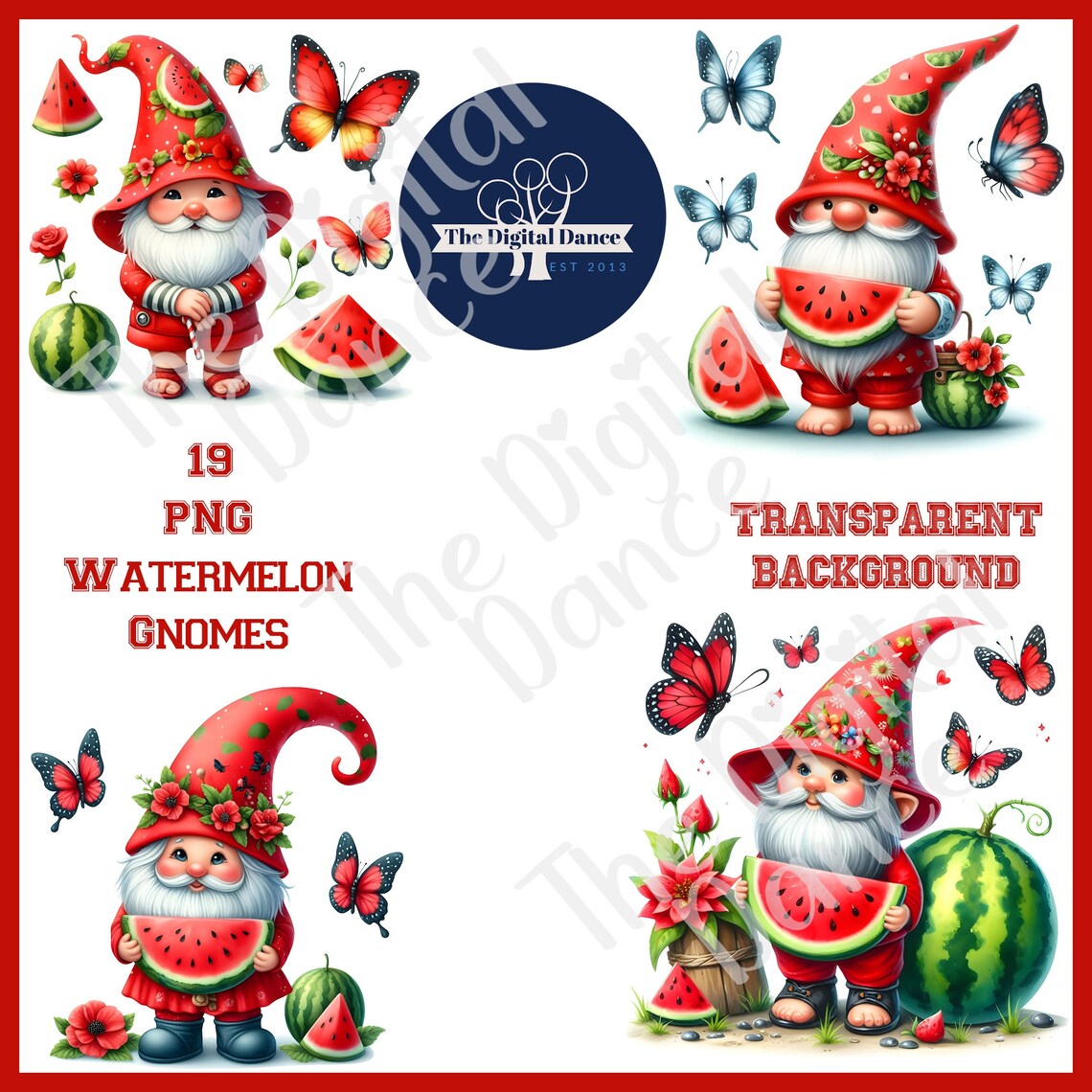 Watermelon Gnomes Clipart Png, Watermelon Png, Fruits Summer Garden ...