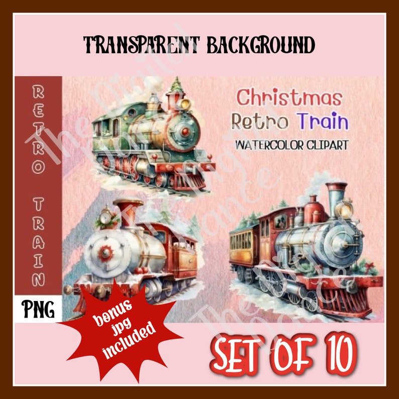 Watercolor Christmas Trains Clipart Christmas Clipart Bundle - Etsy