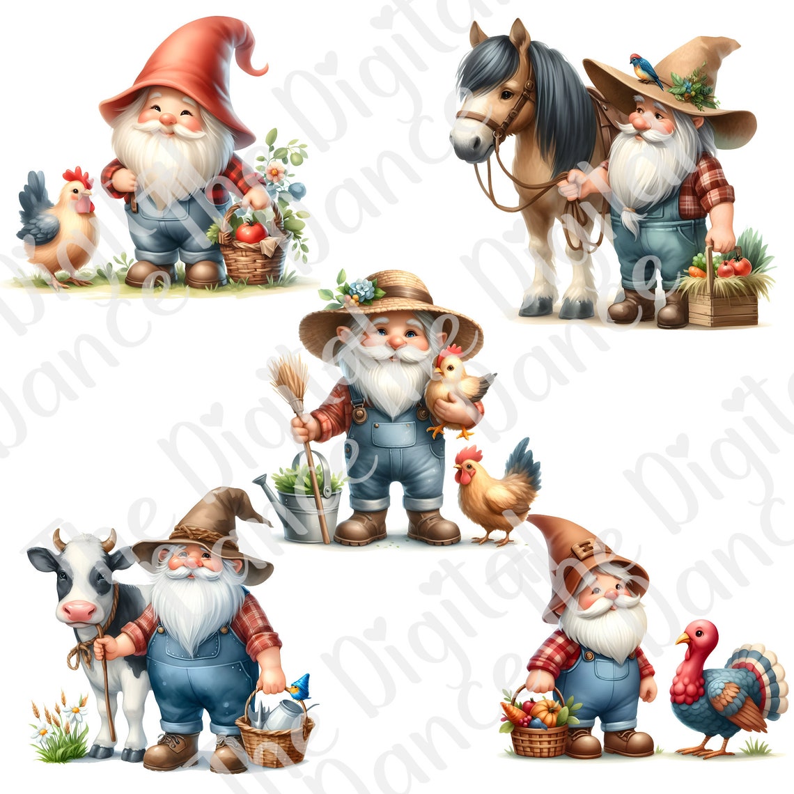 Watercolor Farmer Gnome Clipart, Transparent, Png, Clipart, Gnome ...