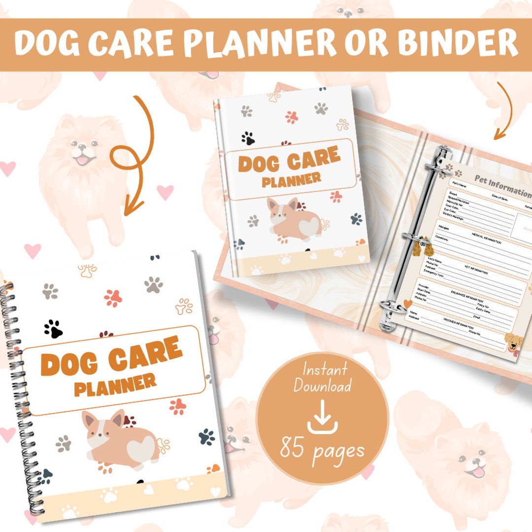 Dog Care Planner Bundle, Printable Puppy Planner Pet Care Binder, New ...