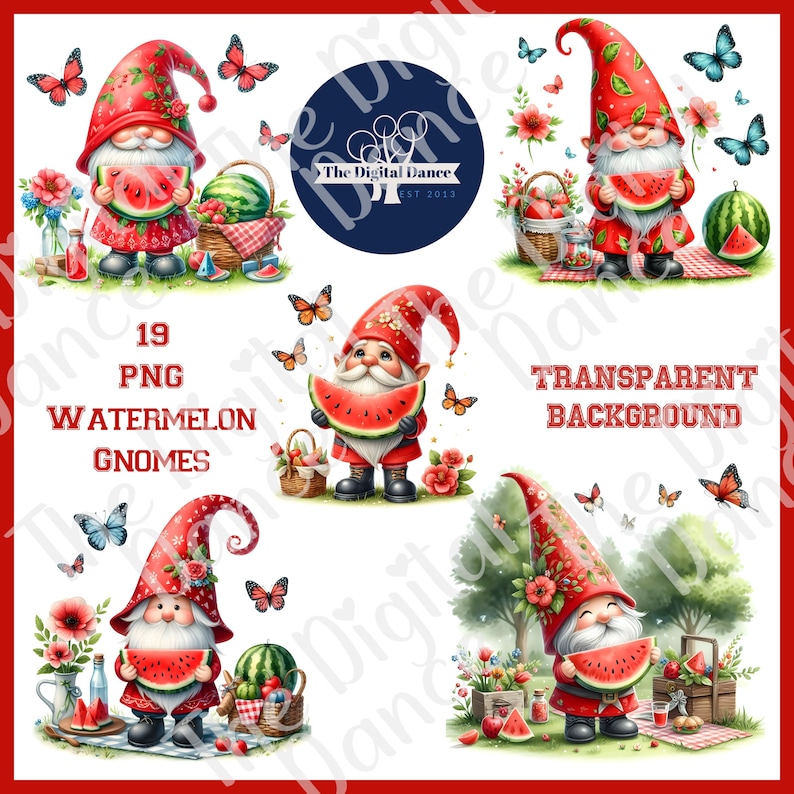 Watermelon Gnomes Clipart Png, Watermelon Png, Fruits Summer Garden ...