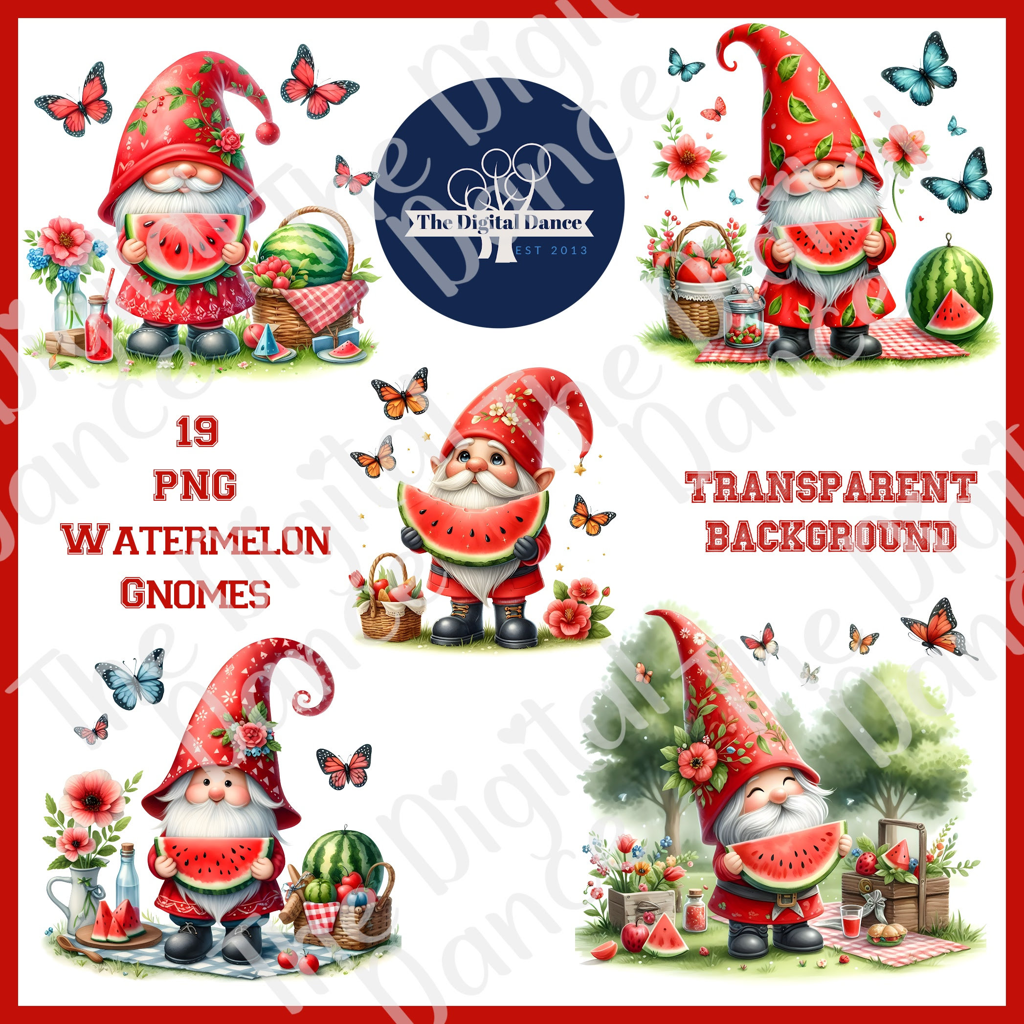 Watermelon Gnomes Clipart Png, Watermelon Png, Fruits Summer Garden ...