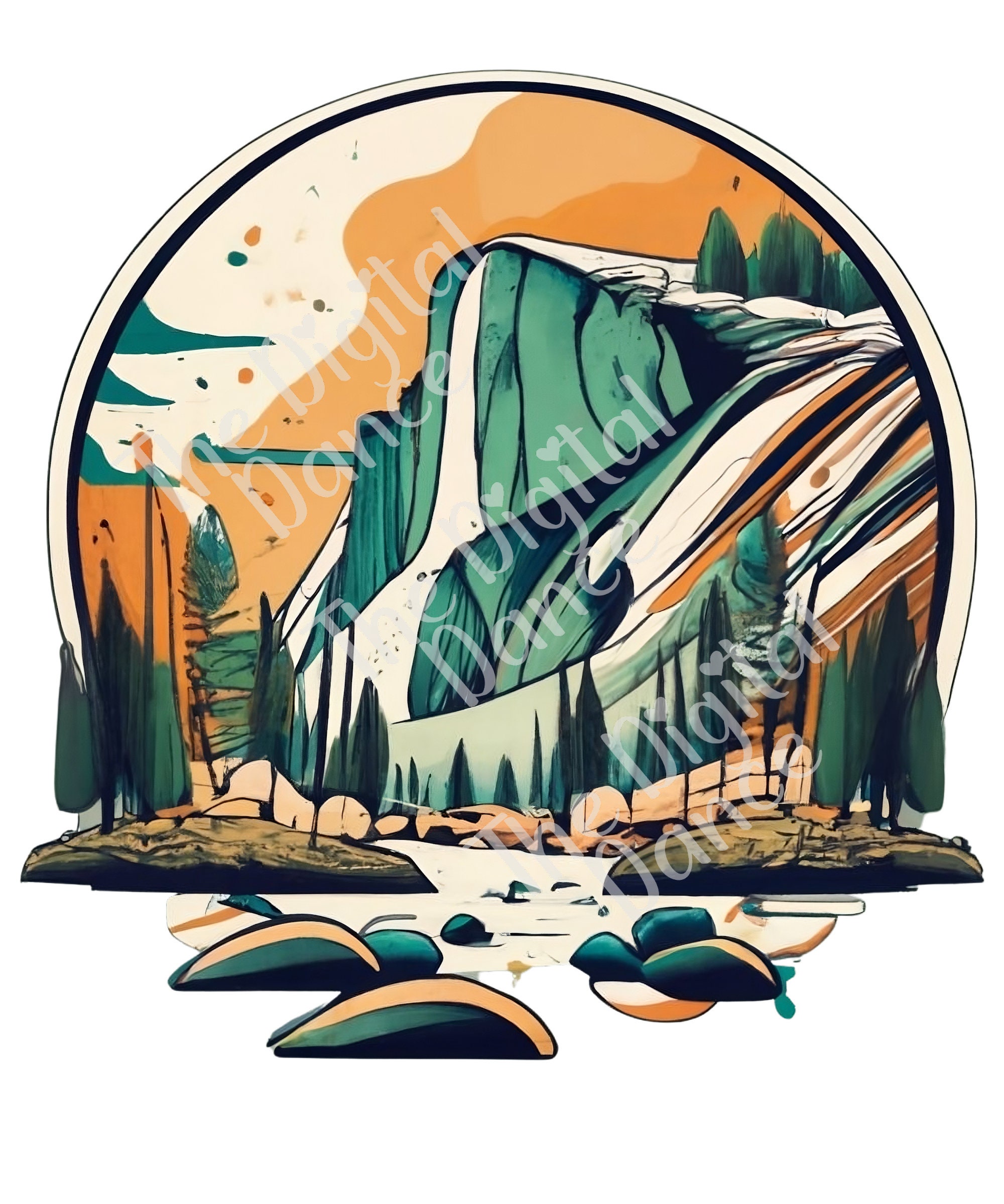 Set of 4 Yosemite National Park Minimalst Ink Drawing Graphics PNG ...