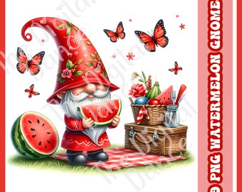 Watermelon Gnomes Clipart Png, Watermelon Png, Fruits Summer Garden ...