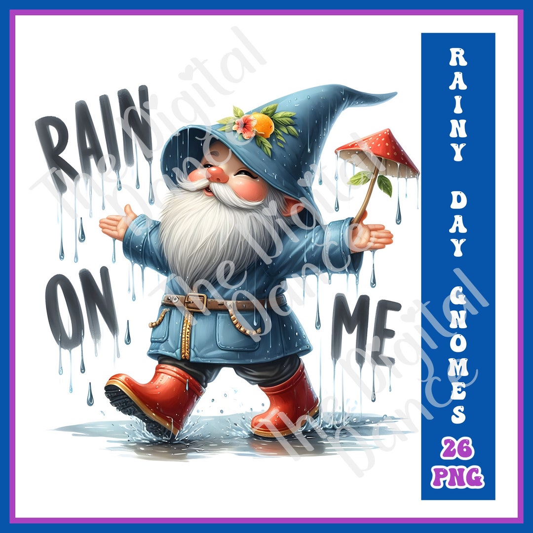 Watercolor Rainy Day Gnomes Clipart, Transparent, Png, Gnome Rainy Day ...