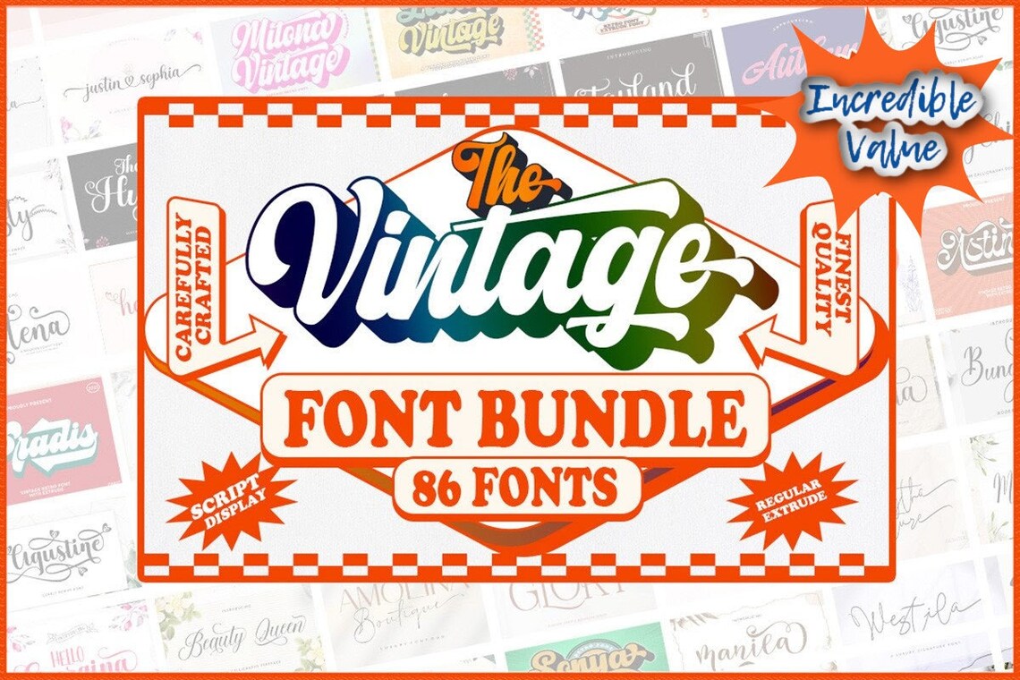 The Ultimate Vintage Font Collection Bundle, Cricut, Script Font, Fonts ...