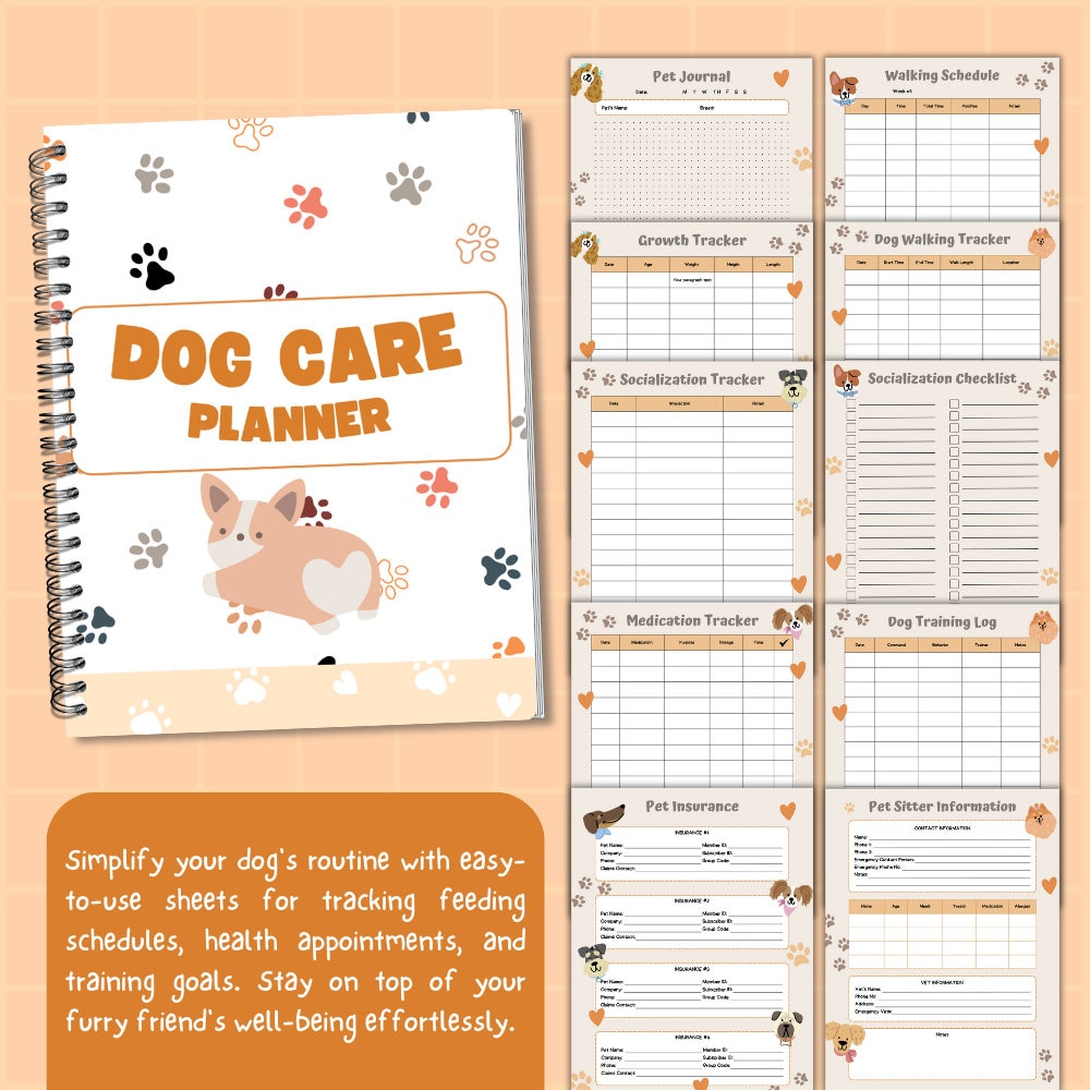 Dog Care Planner Bundle, Printable Puppy Planner Pet Care Binder, New ...