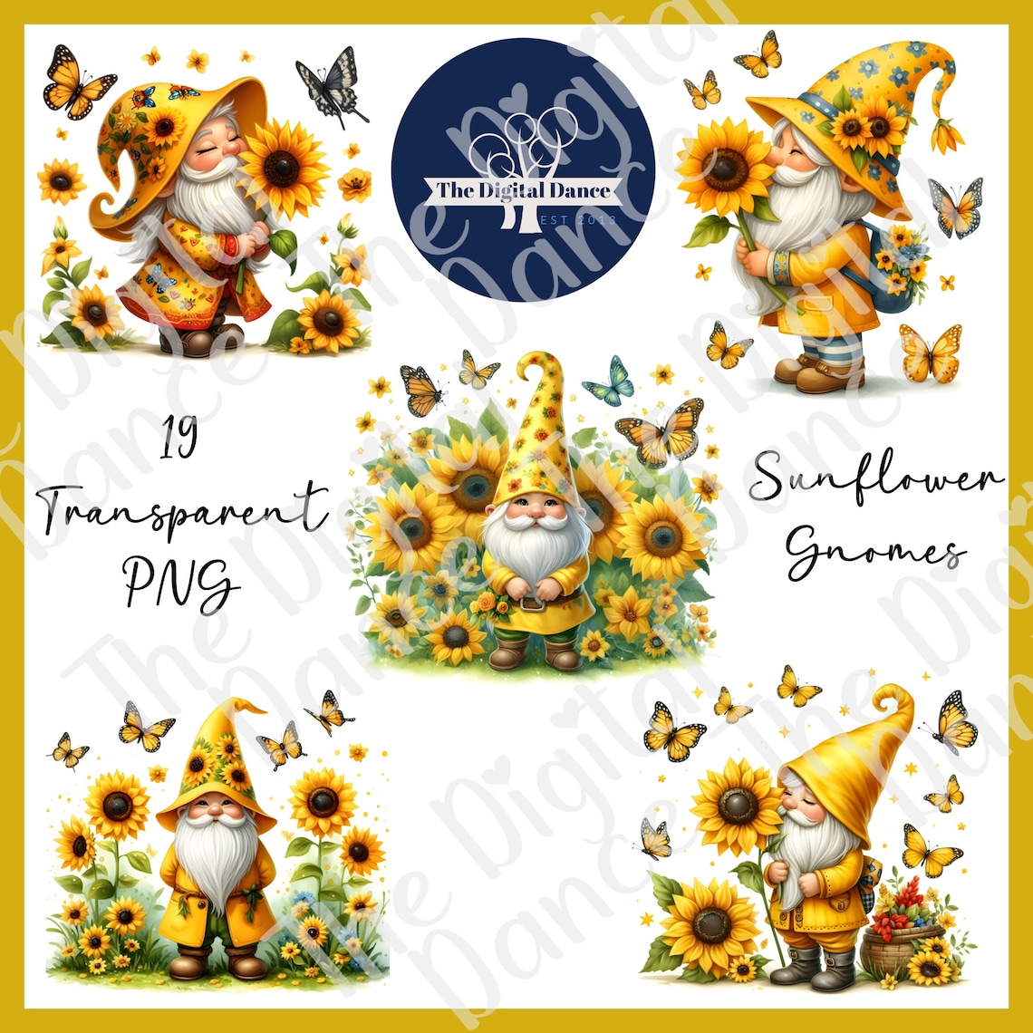 Sunflower Gnome PNG Clipart, Garden Gnome Watercolor Clipart, Gnome ...