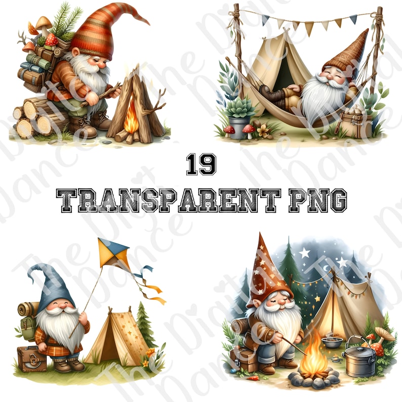 Watercolor Camping Gnome Clipart, Camping Gnome Png, Adventure Gnome ...