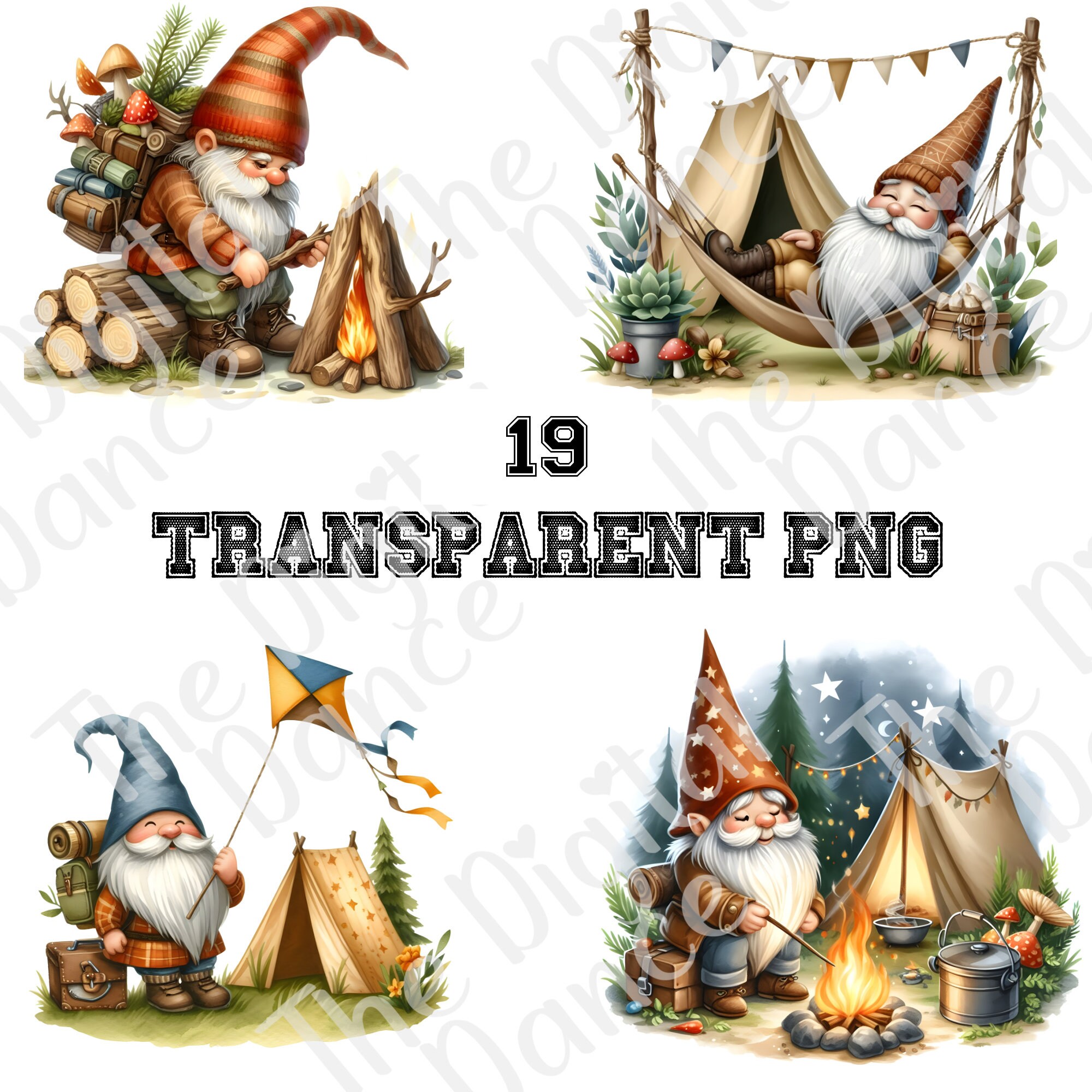 Watercolor Camping Gnome Clipart, Camping Gnome Png, Adventure Gnome ...