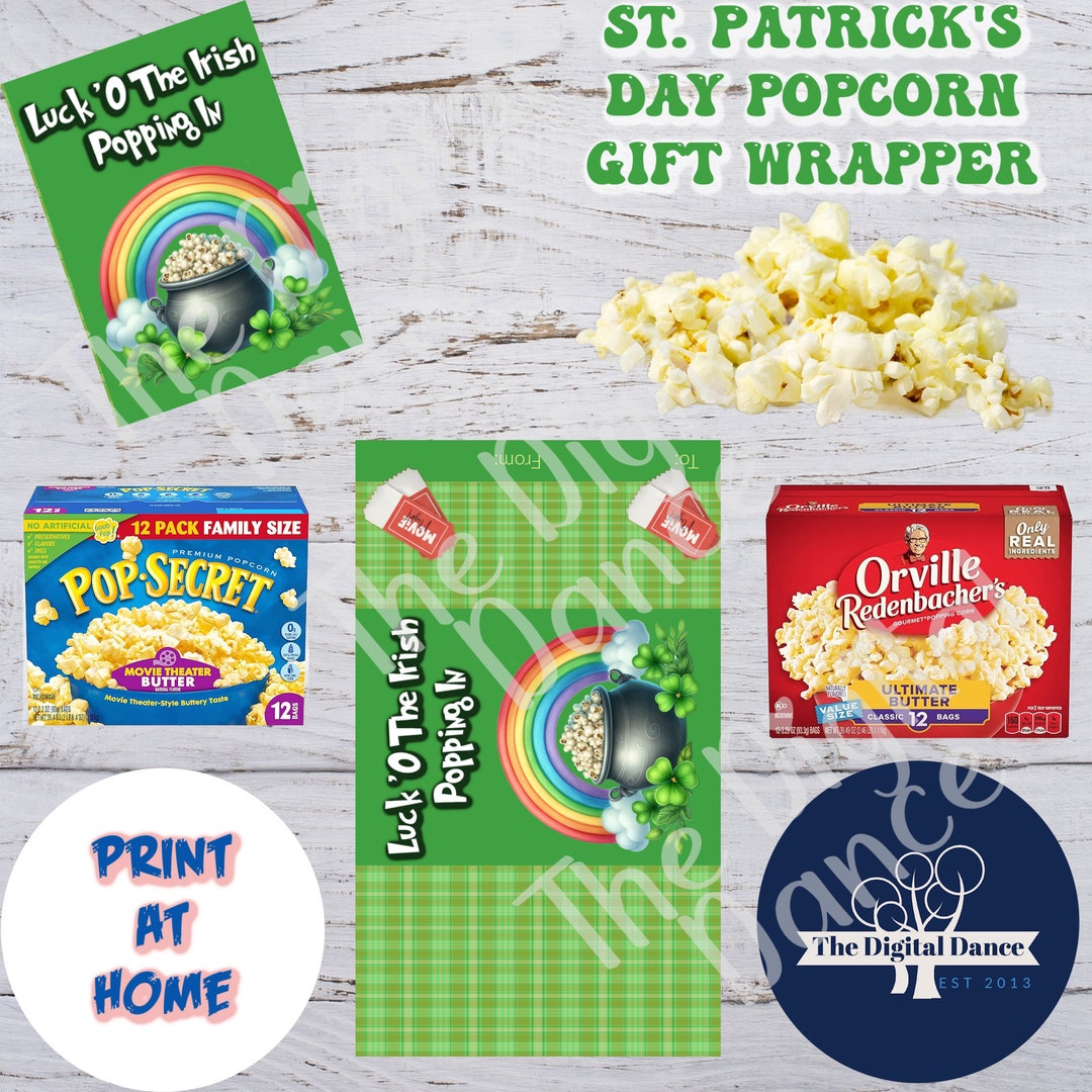 Digital Printable St. Patrick's Day Popcorn Wrapper - Instant Download ...