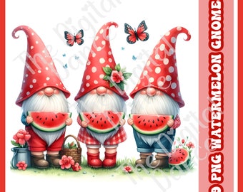 Watermelon Gnomes Clipart Png, Watermelon Png, Fruits Summer Garden ...