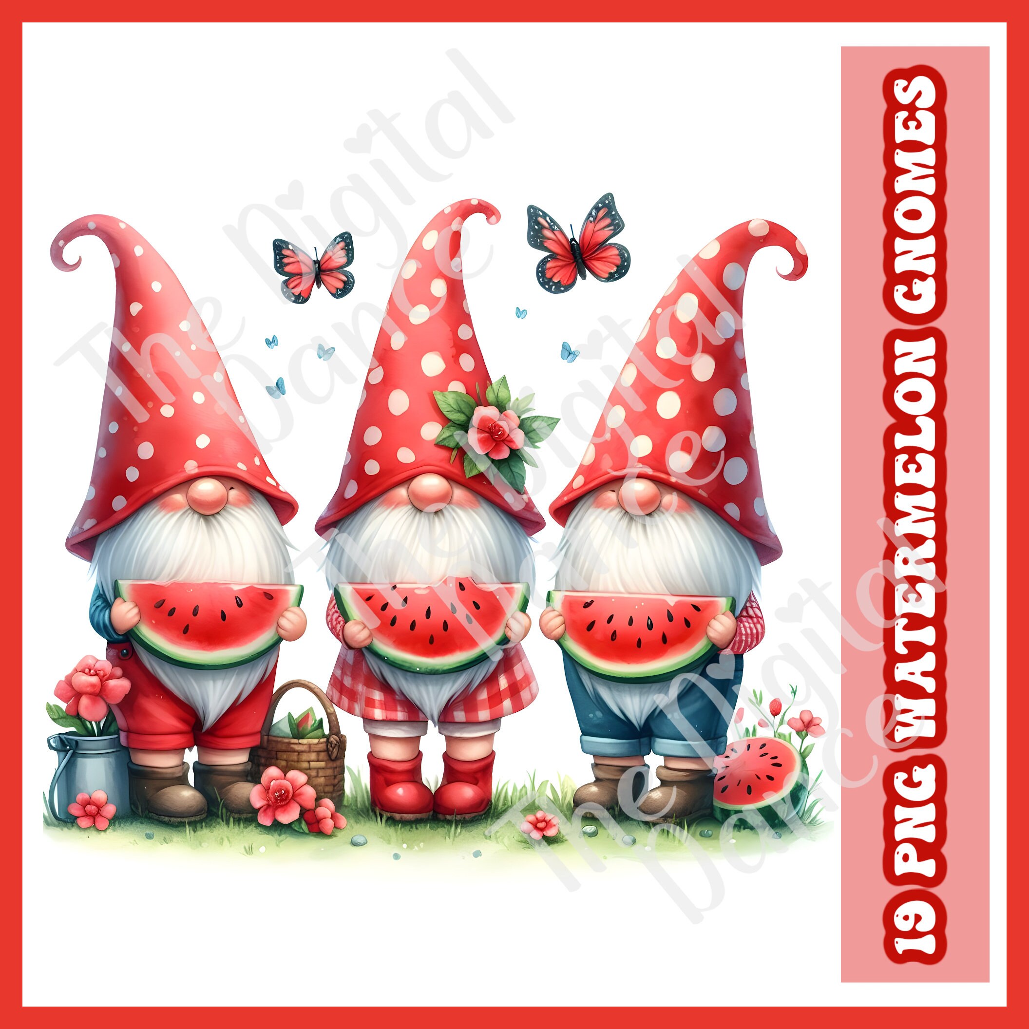 Watermelon Gnomes Clipart Png, Watermelon Png, Fruits Summer Garden ...