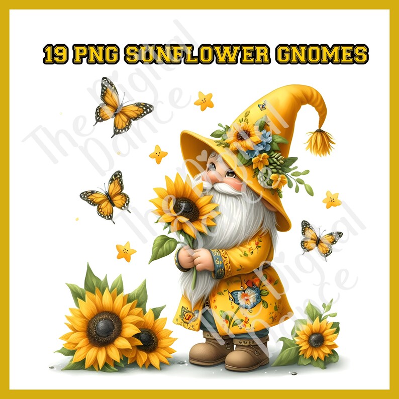 Sunflower Gnome PNG Clipart, Garden Gnome Watercolor Clipart, Gnome ...