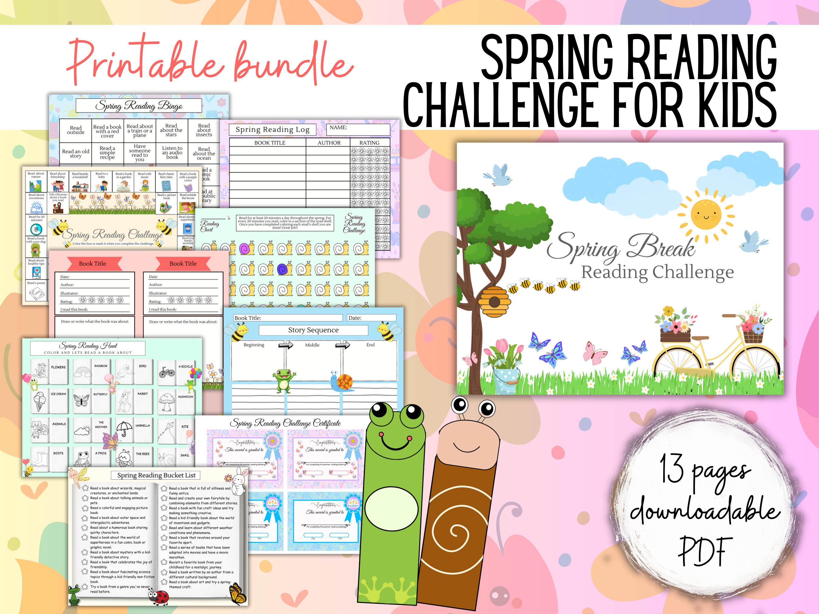 Spring Break Reading Challenge for Kids, Awards, Books, Reader, Log ...