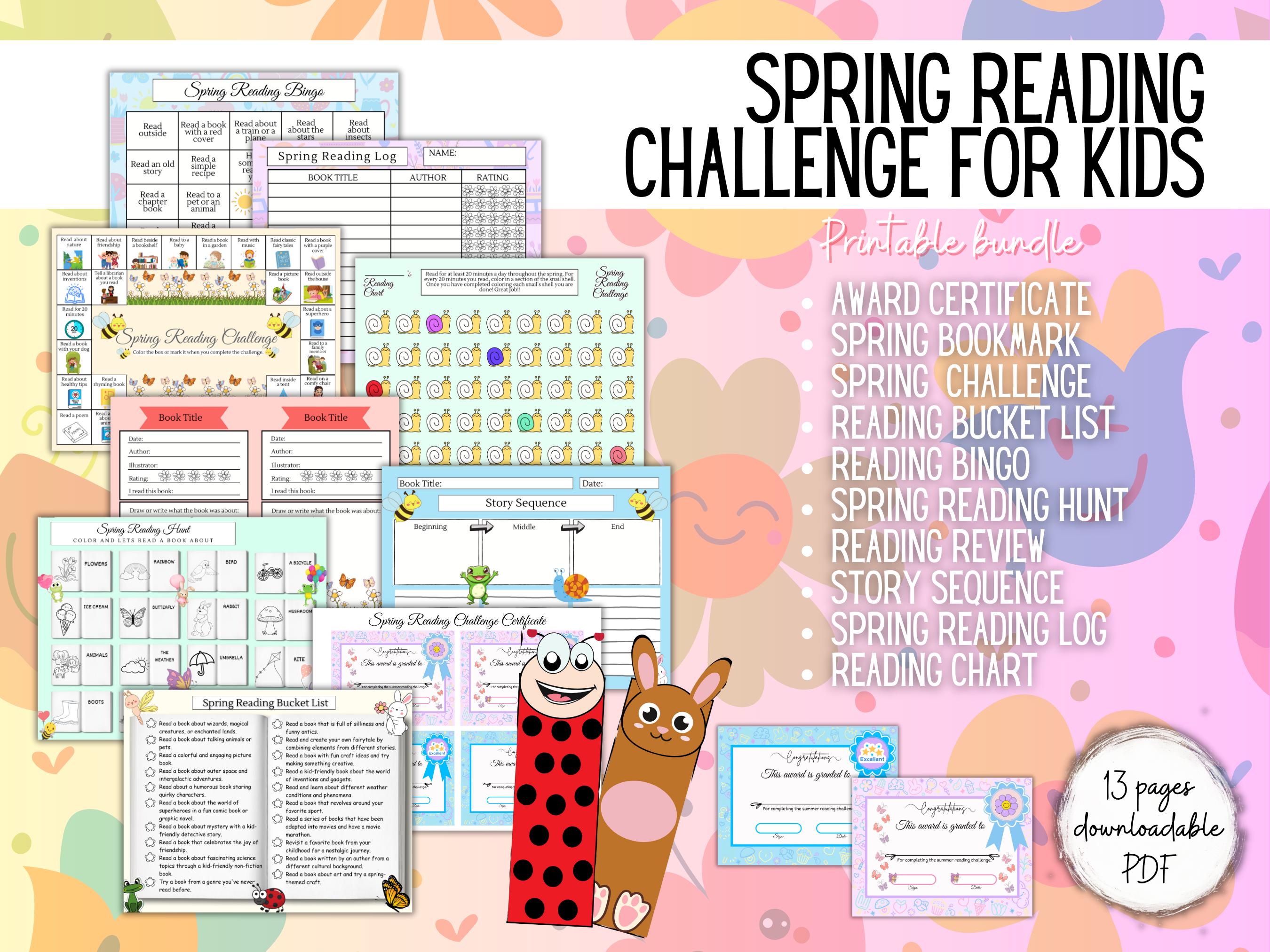 Spring Break Reading Challenge for Kids, Awards, Books, Reader, Log ...