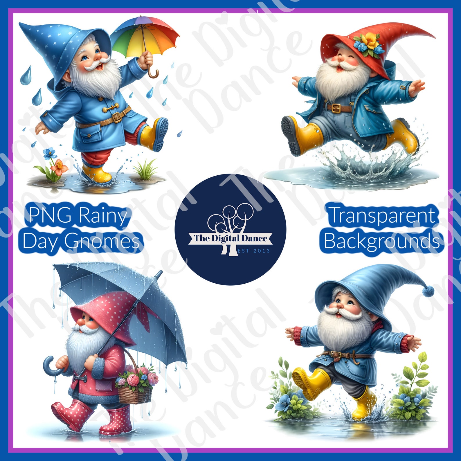 Watercolor Rainy Day Gnomes Clipart, Transparent, Png, Gnome Rainy Day ...