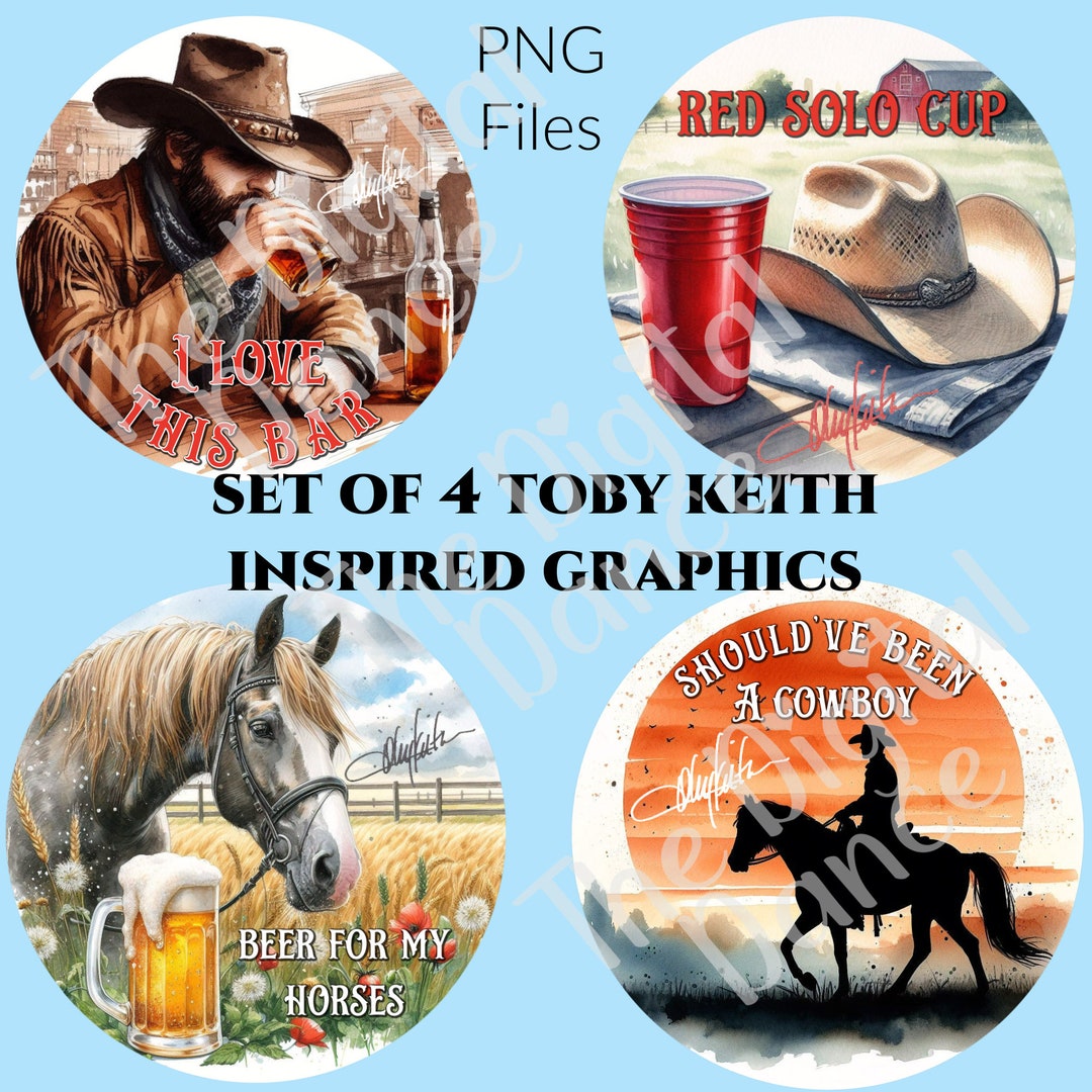Set of 4 Toby Keith Inspired Round Graphics, Sublimation, Shirts, Tote ...