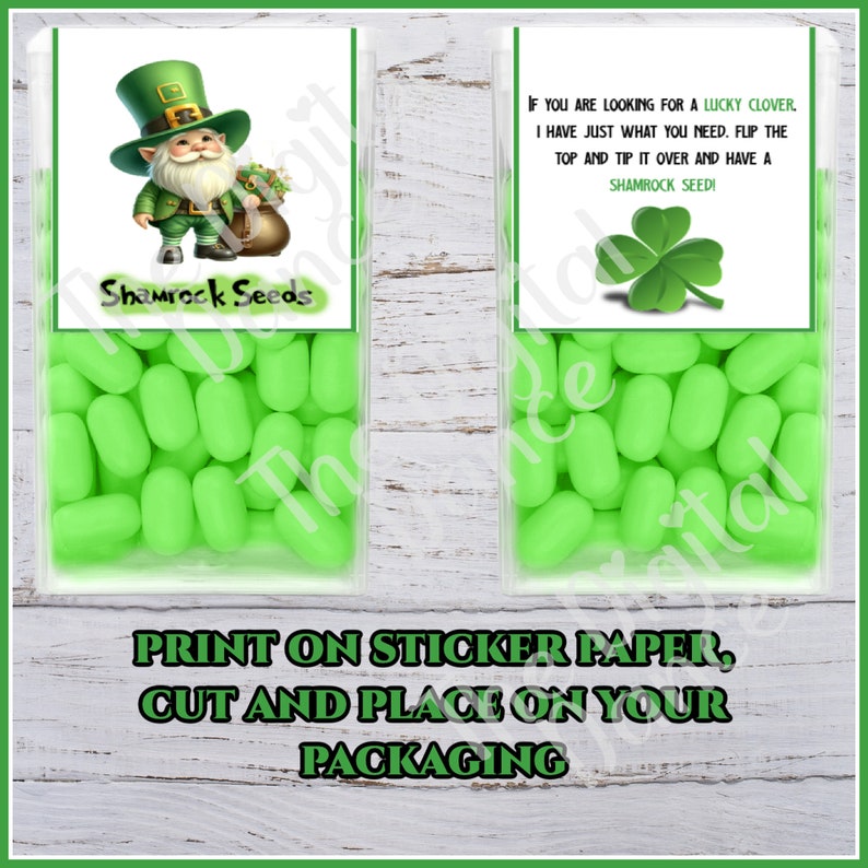 St. Patricks Day Mint Labels, St Patricks Day Favor Labels, Shamrock ...