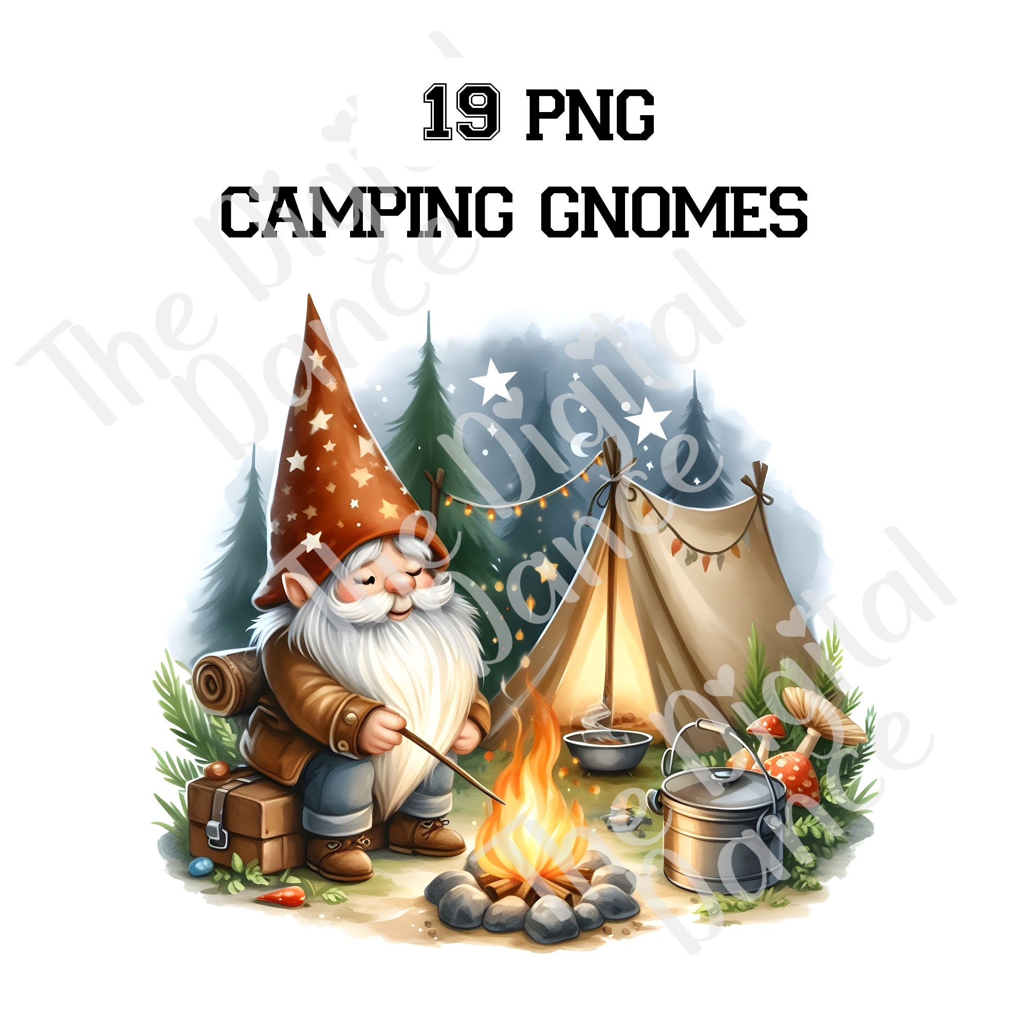Watercolor Camping Gnome Clipart, Camping Gnome Png, Adventure Gnome ...