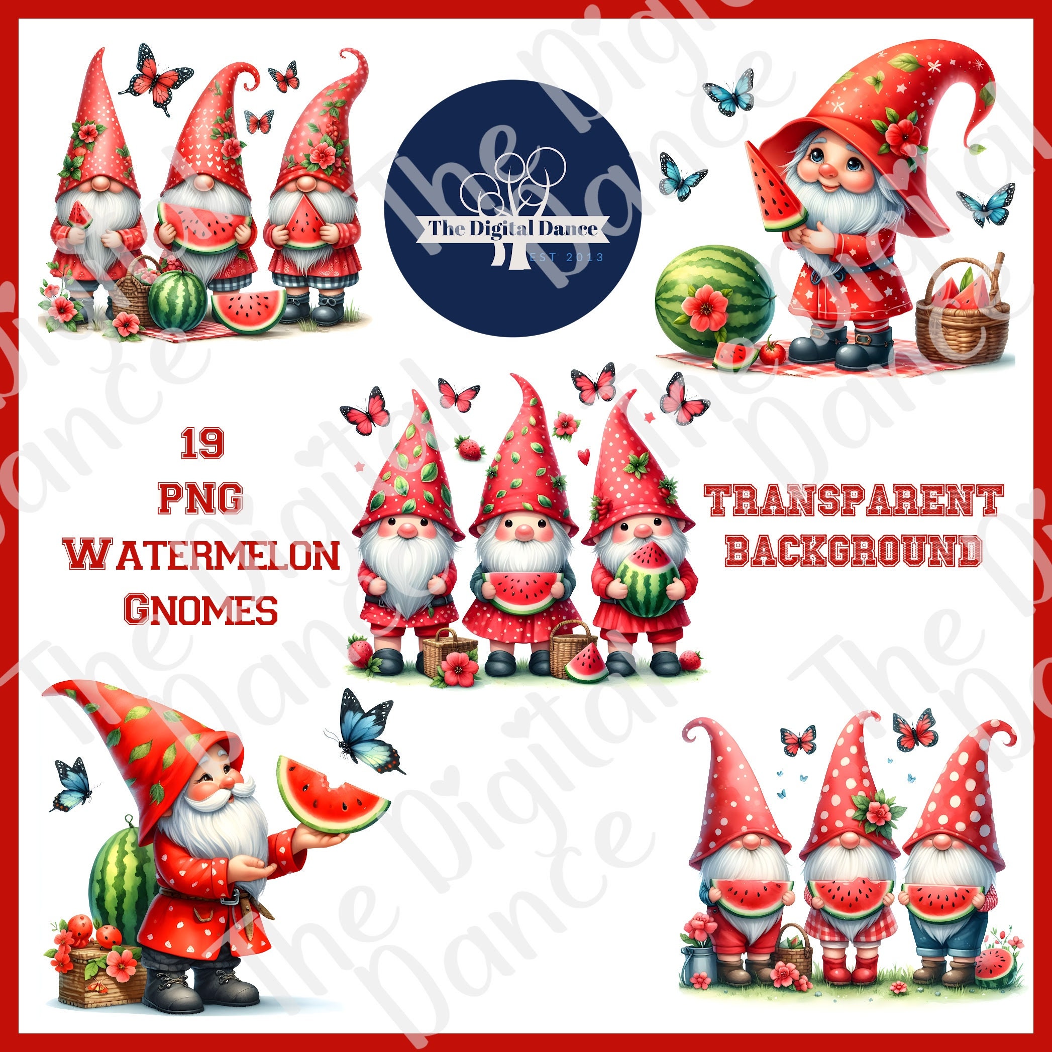 Watermelon Gnomes Clipart Png, Watermelon Png, Fruits Summer Garden ...