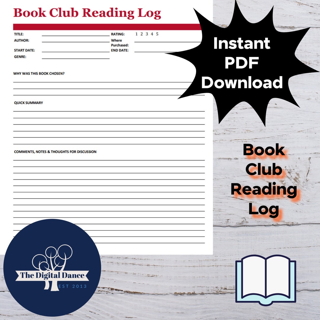Book Club Reading Log PDF Download - Etsy
