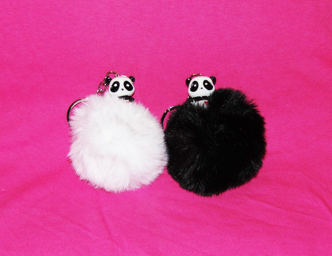Super Cute Panda Fuzzy Keychains - Etsy