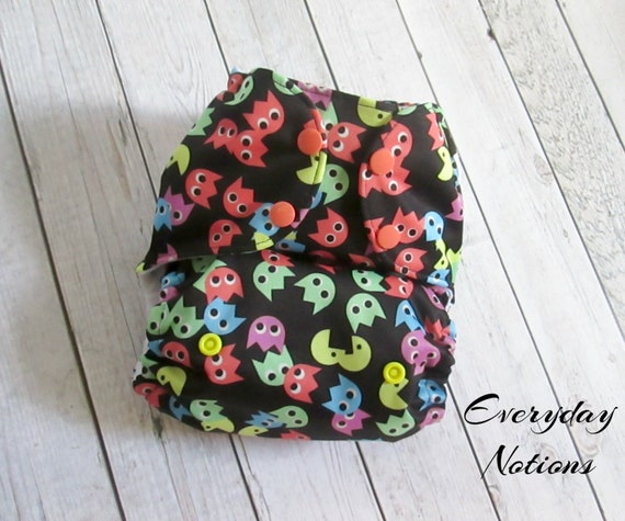 Cloth Diaper PacMan Gamer Black One Size Pocket Cloth | Etsy
