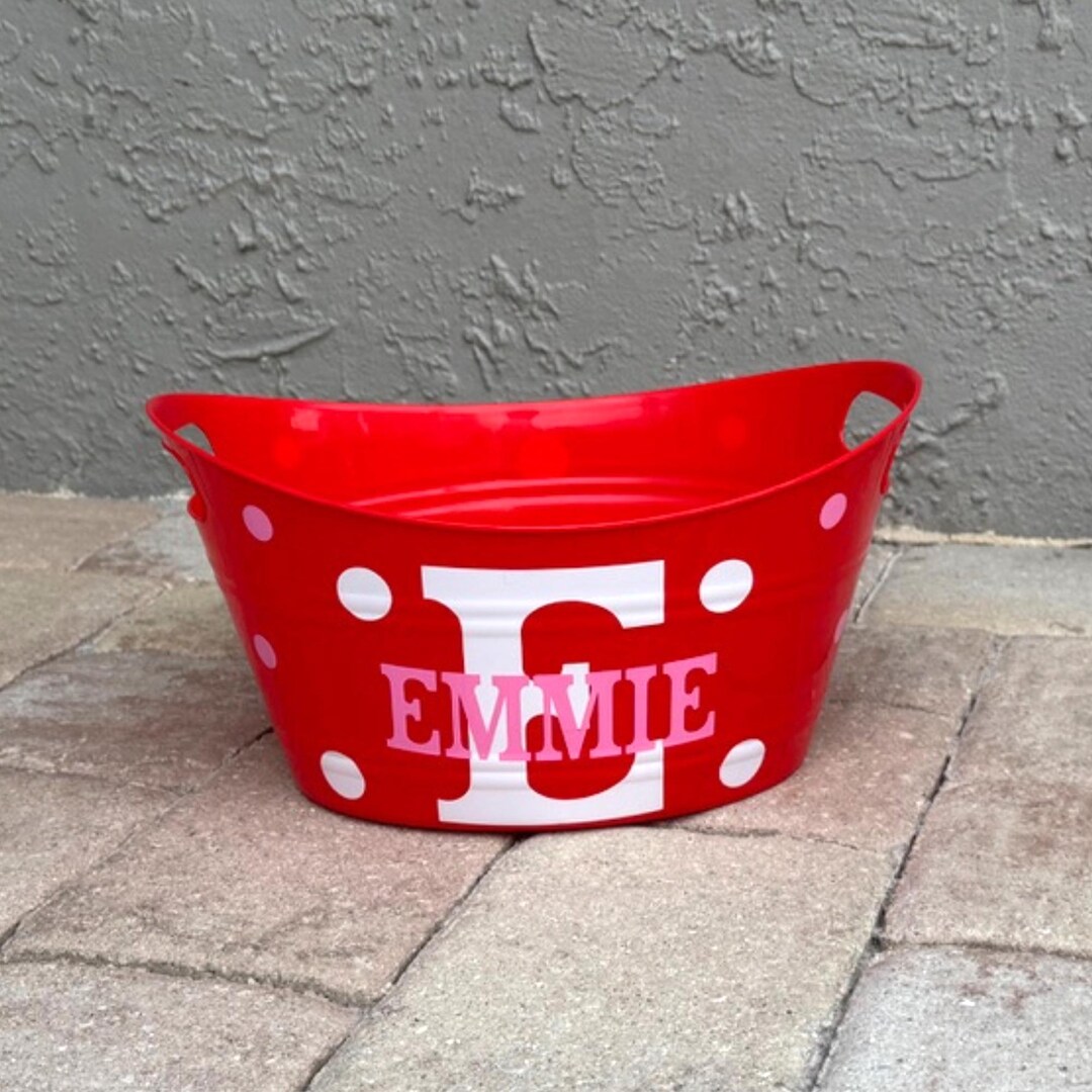 Personalized Plastic Gift Basket: Custom Name & Initial Toy Storage - Etsy