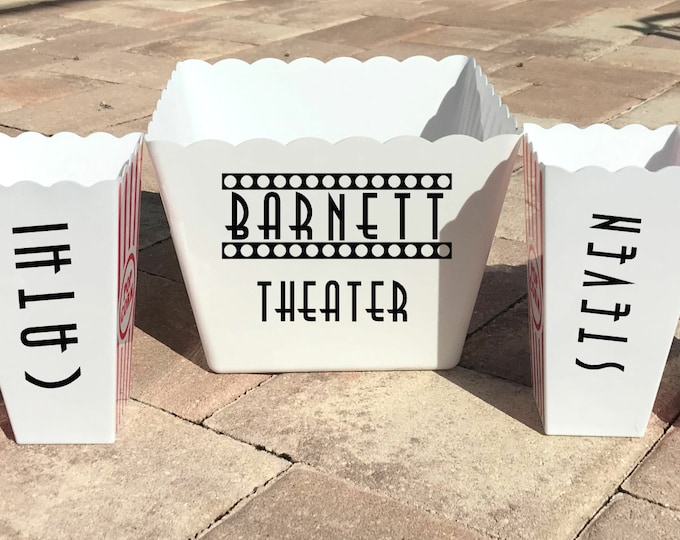 Personalized Popcorn Container Individual Size Family Popcorn Set Movie ...