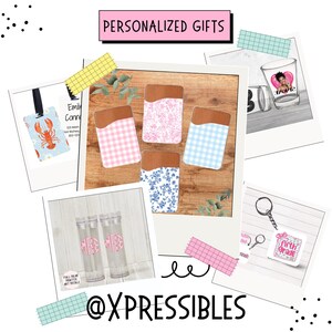 Grandmillennial Preppy Emergency Contact Bag Tag Personalized Back to ...