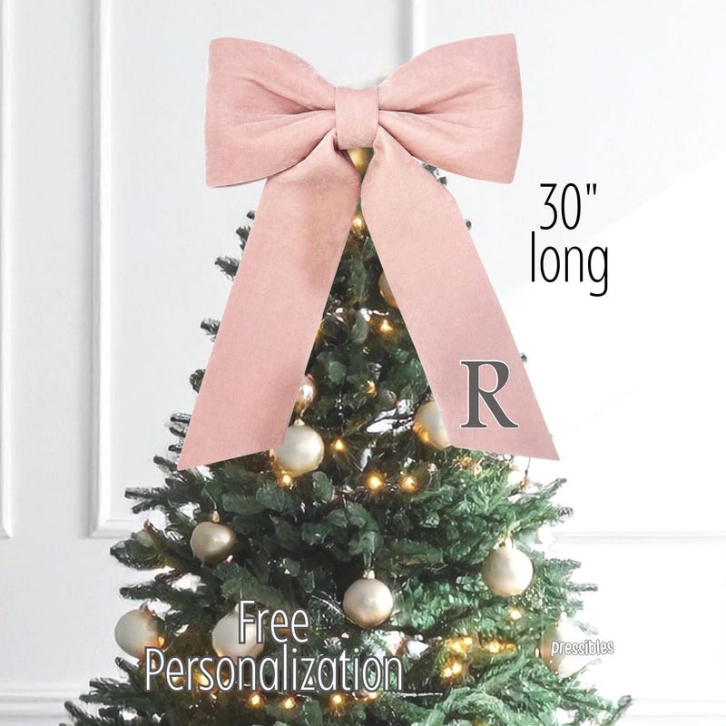 Pink Bow Christmas Tree Topper - Etsy